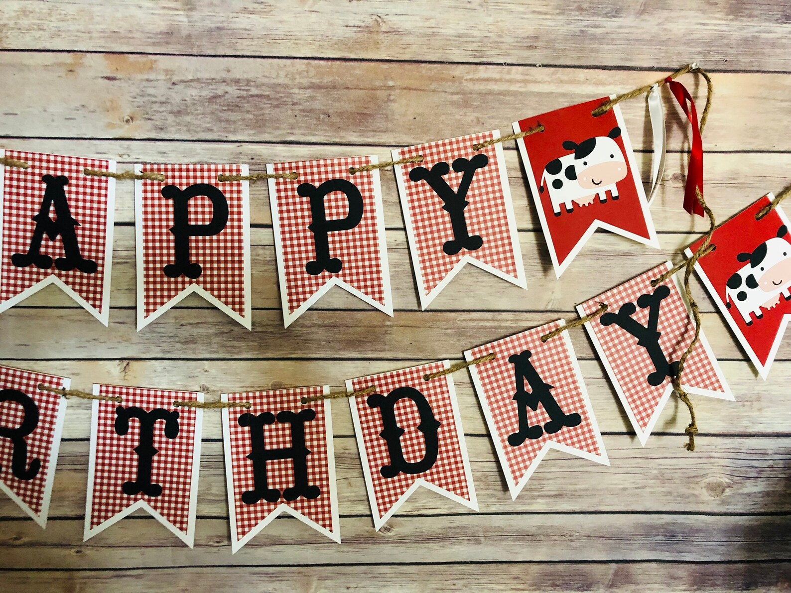 Gingham Cow Banner Cow Banner Cow Happy Birthday Banner Cow | Etsy