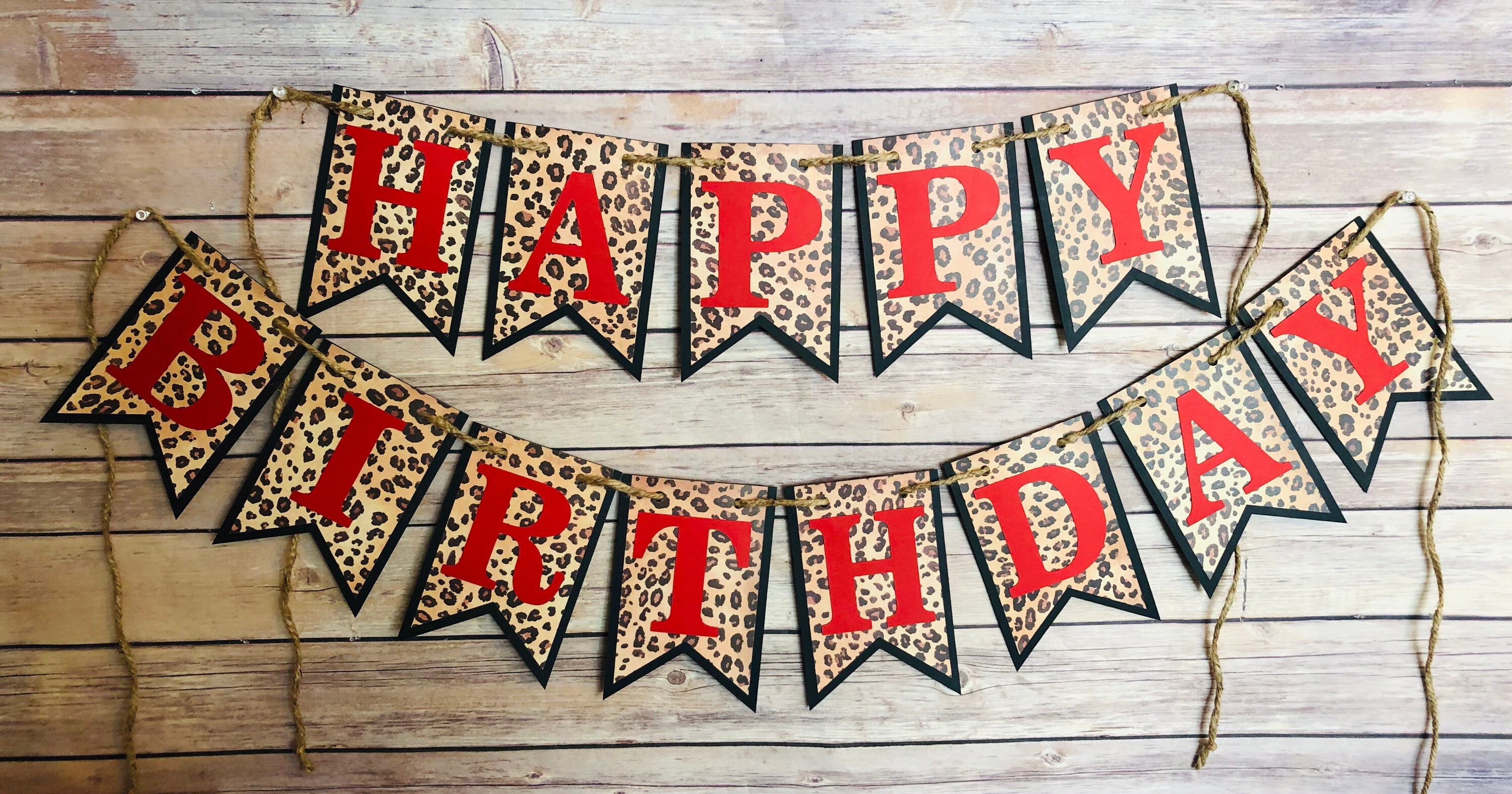 Leopard banner cheetah banner leopard happy birthday banner | Etsy