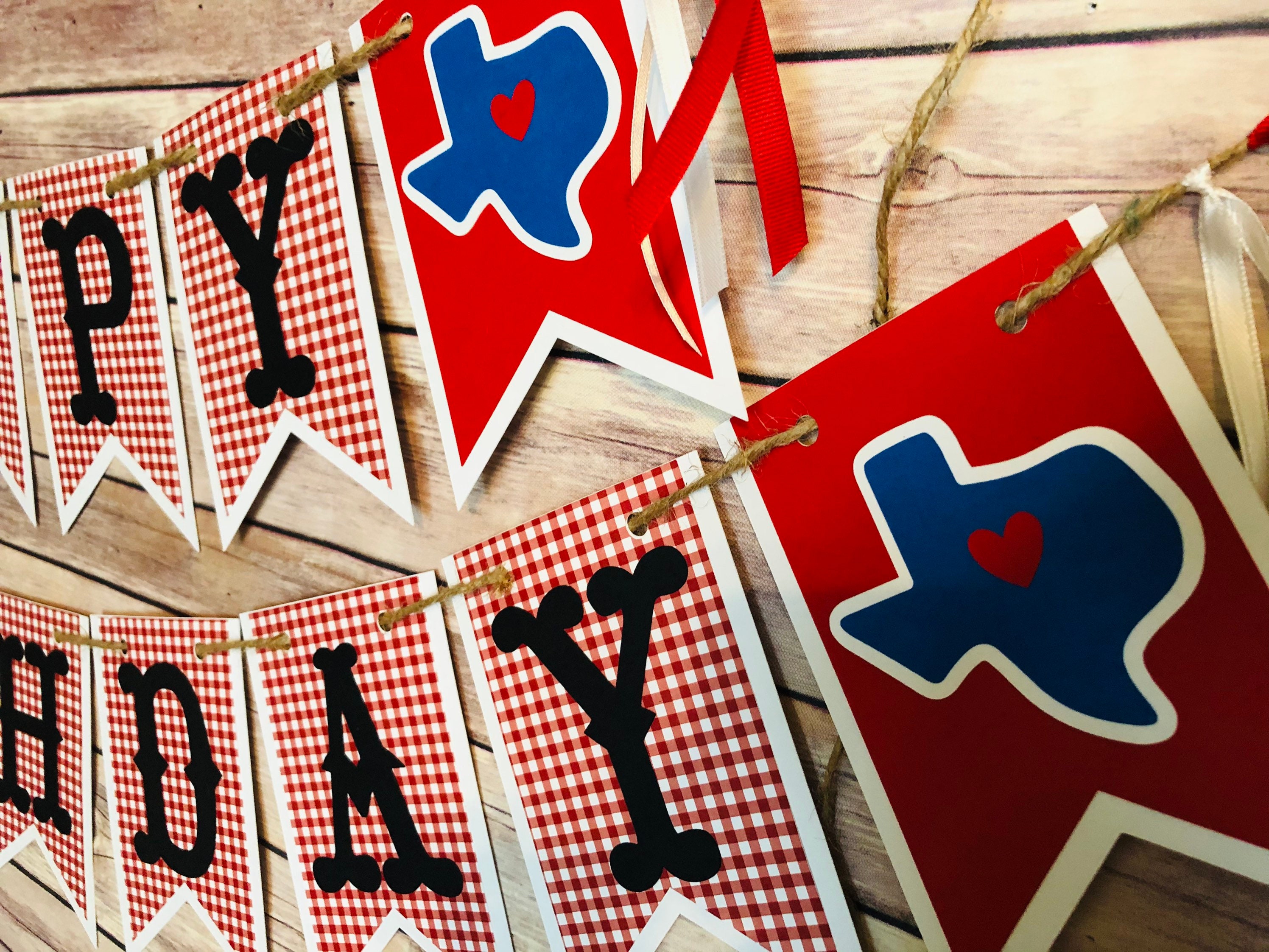 Texas Gingham Happy Birthday Banner Texas Banner Texas Happy | Etsy