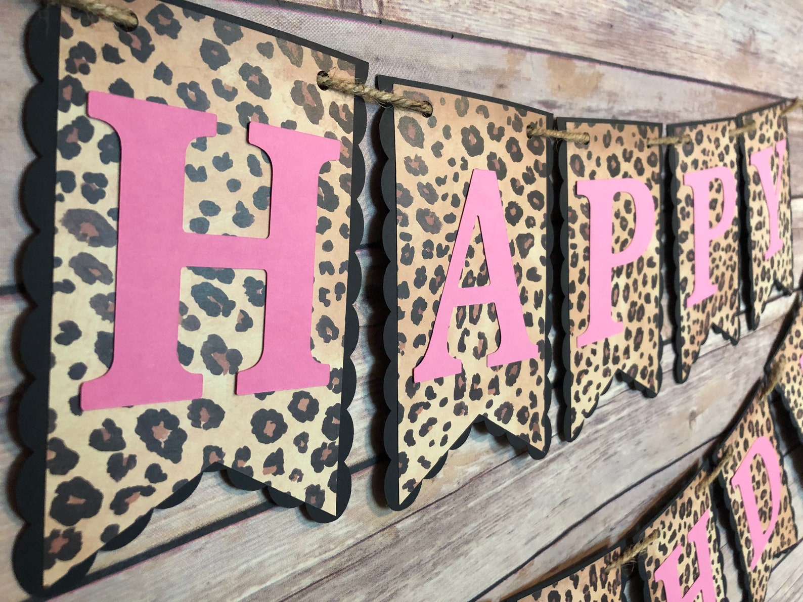 Leopard Happy Birthday Banner Leopard Banner Birthday | Etsy