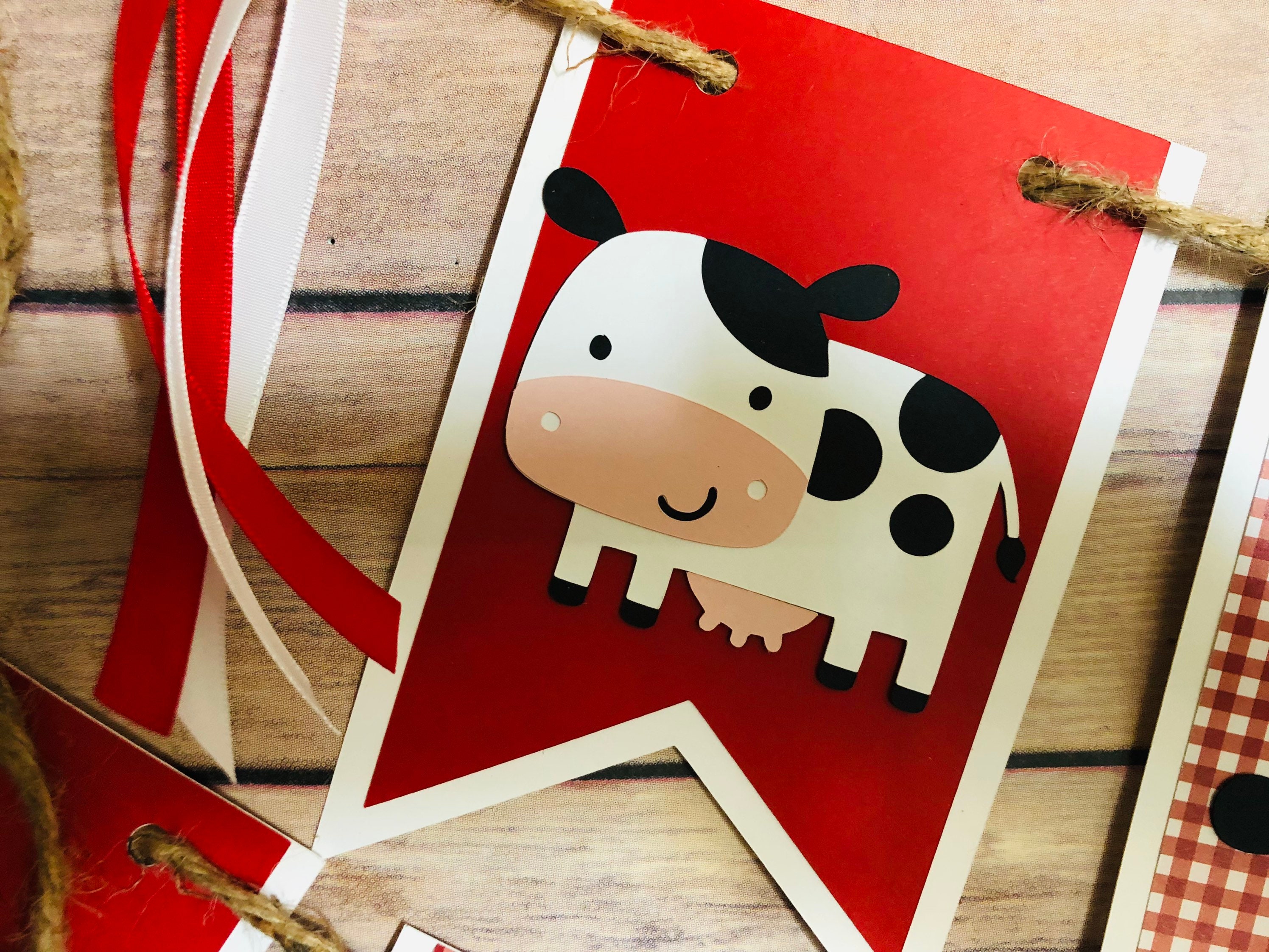 Gingham Cow Banner Cow Banner Cow Happy Birthday Banner Cow | Etsy