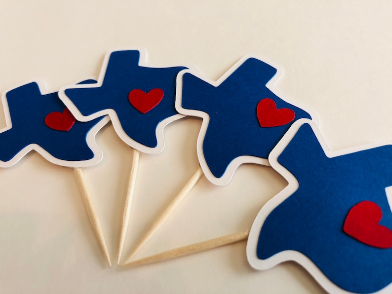 Blue Texas Cupcake Toppers, Texas Cupcake Toppers, Texas Toppers, Texas ...