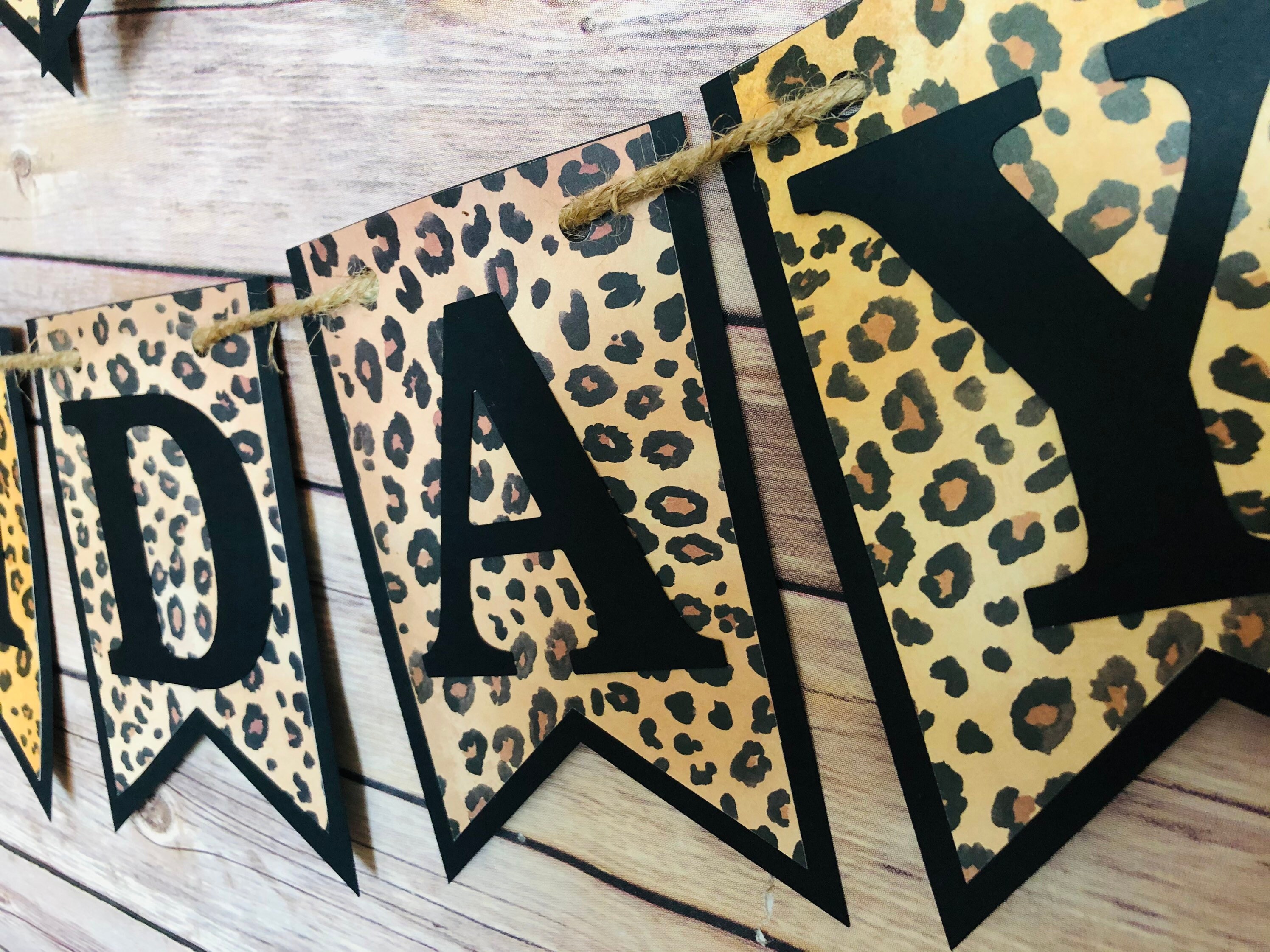 Leopard Happy Birthday Banner Leopard Birthday Banner | Etsy
