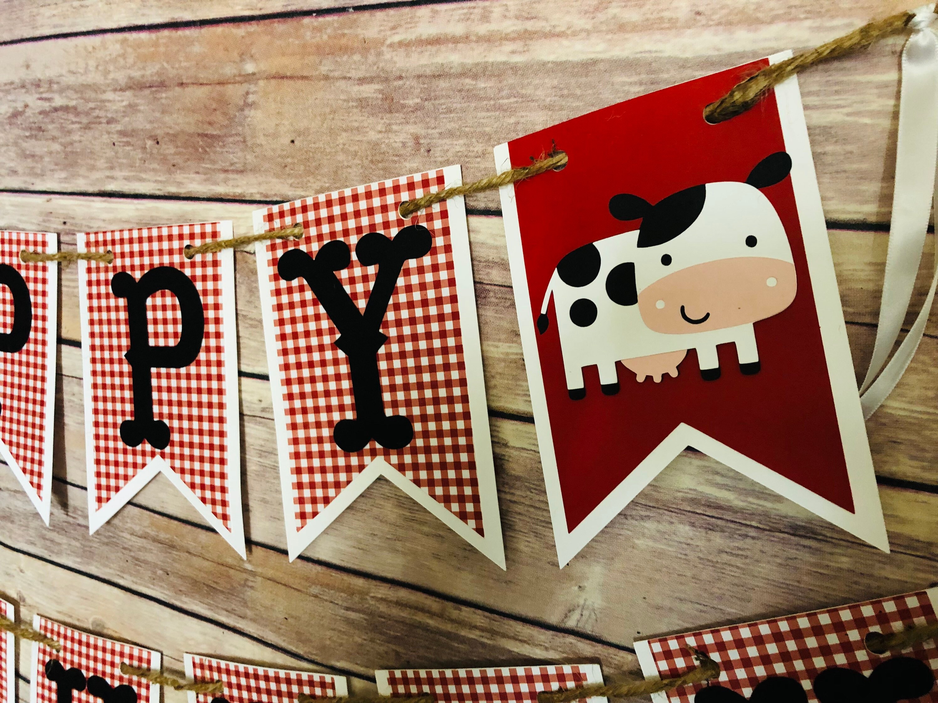Gingham Cow Banner Cow Banner Cow Happy Birthday Banner Cow | Etsy