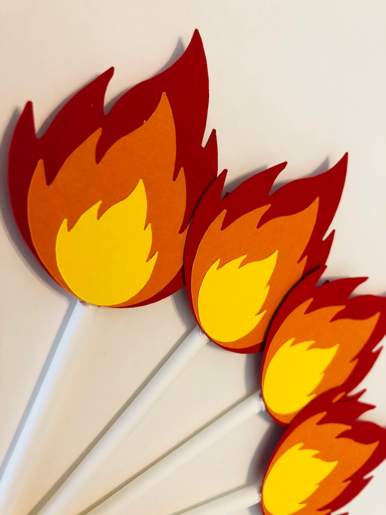 Flame Cupcake Toppers, Flame Toppers, Fire Toppers, Firefighter Toppers ...