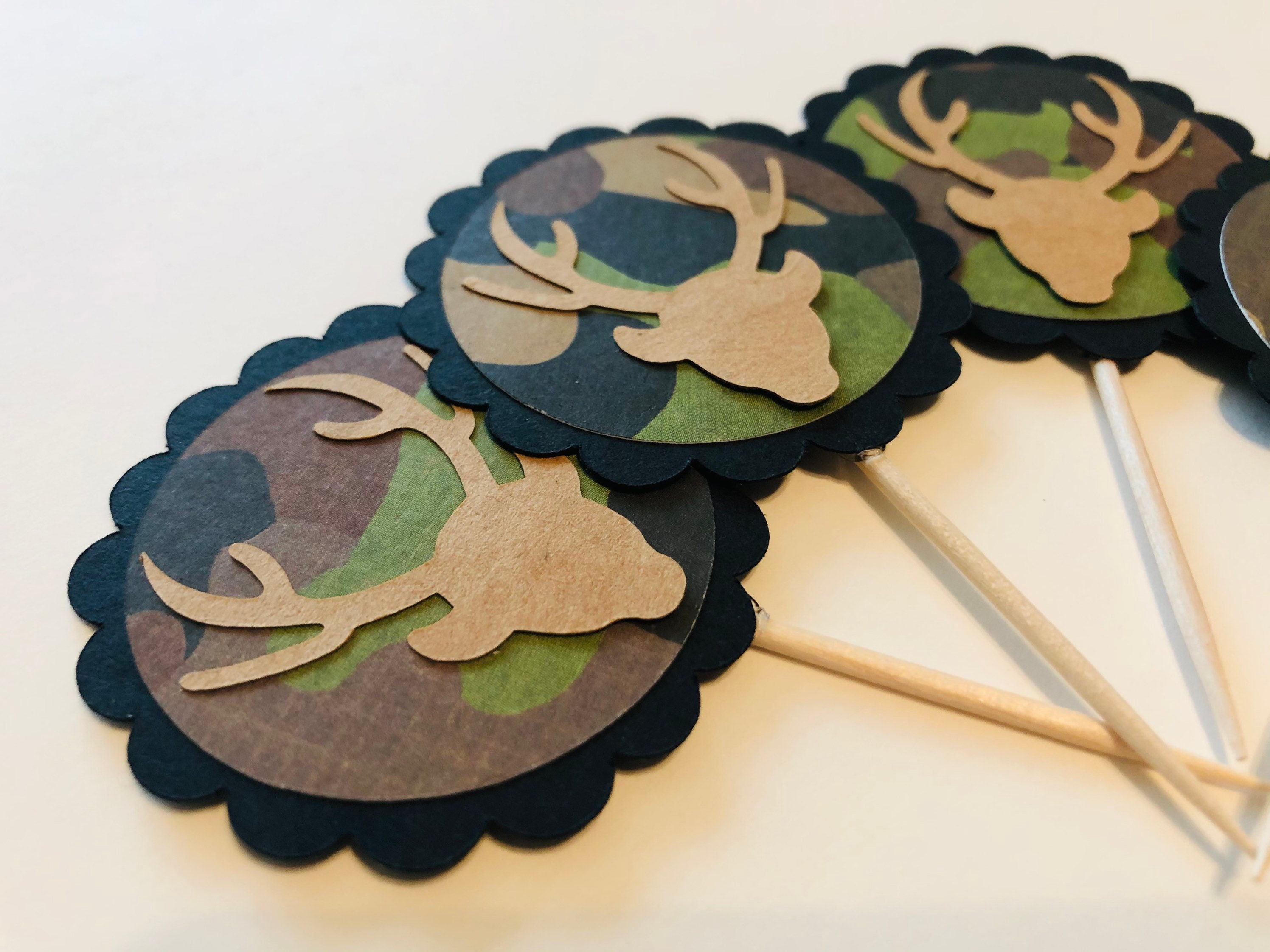 Camo Deer Cupcake Toppers, Camo Toppers, Rustic Toppers, Woodland ...