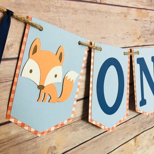 Gingham Fox Banner, Fox Banner, Fox High Chair Banner, Woodland Banner ...