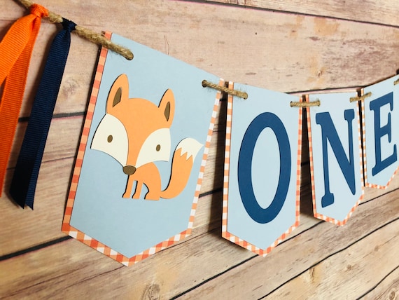 Gingham Fox Banner Fox Banner Fox High Chair Banner | Etsy