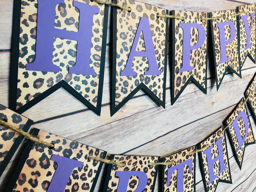 Leopard Happy Birthday Banner, Leopard Birthday Banner, Leopard Banner ...