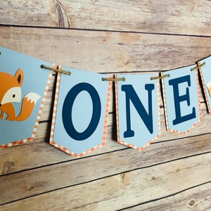 Gingham Fox Banner, Fox Banner, Fox High Chair Banner, Woodland Banner ...