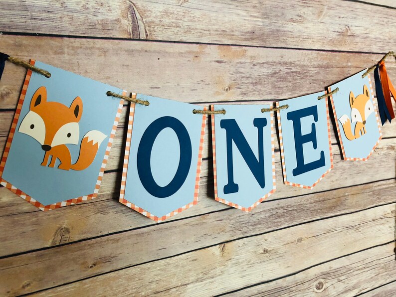 Gingham Fox Banner Fox Banner Fox High Chair Banner | Etsy
