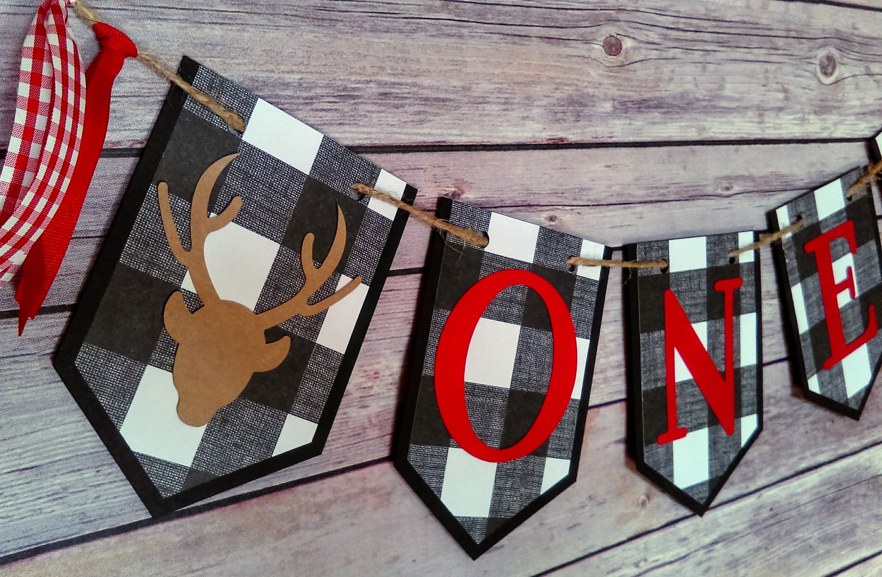 Buffalo Check Deer High Chair Banner buffalo check banner | Etsy