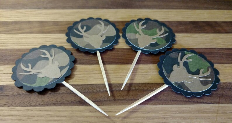 Camo Deer Cupcake Toppers camo toppers rustic toppers | Etsy