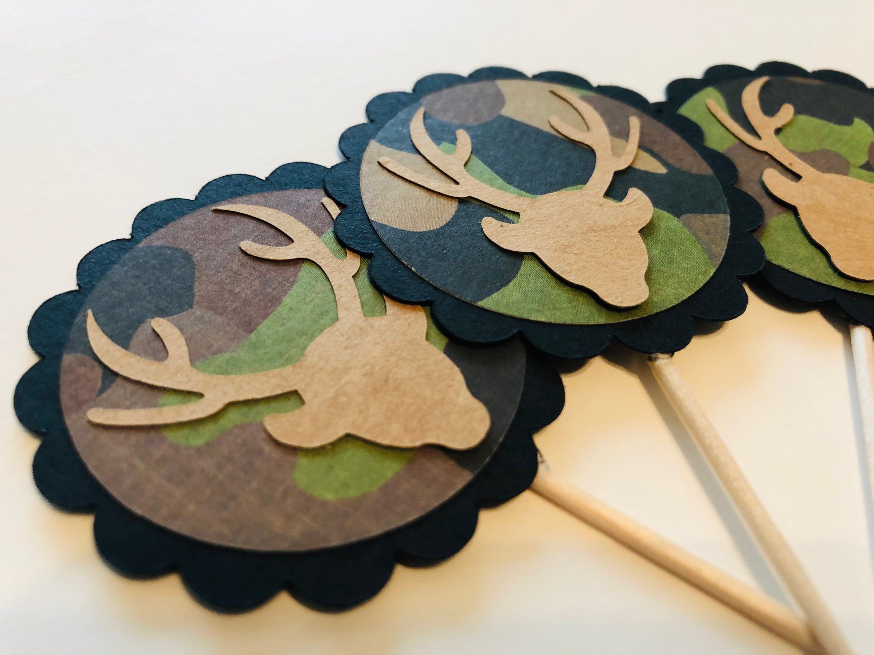 Camo Deer Cupcake Toppers, Camo Toppers, Rustic Toppers, Woodland ...