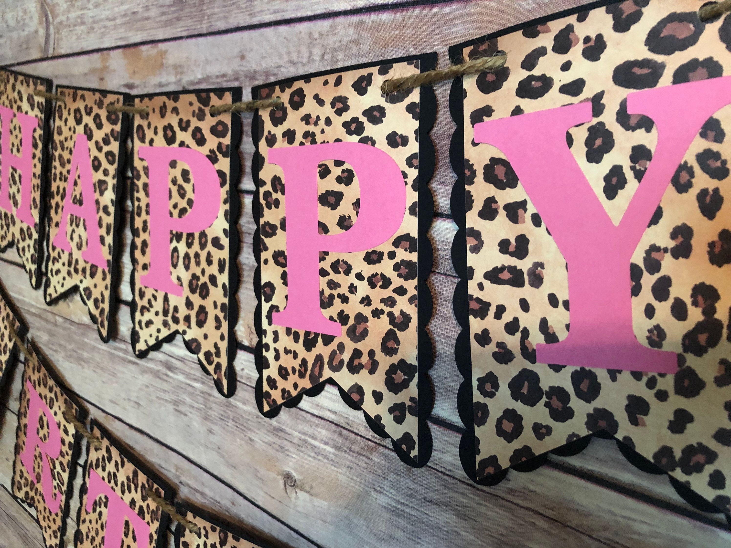 Leopard Happy Birthday Banner Leopard Banner Birthday | Etsy