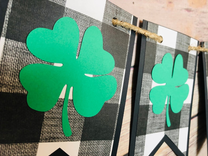 Buffalo Check Four Leaf Clover Banner Buffalo Check Banner | Etsy