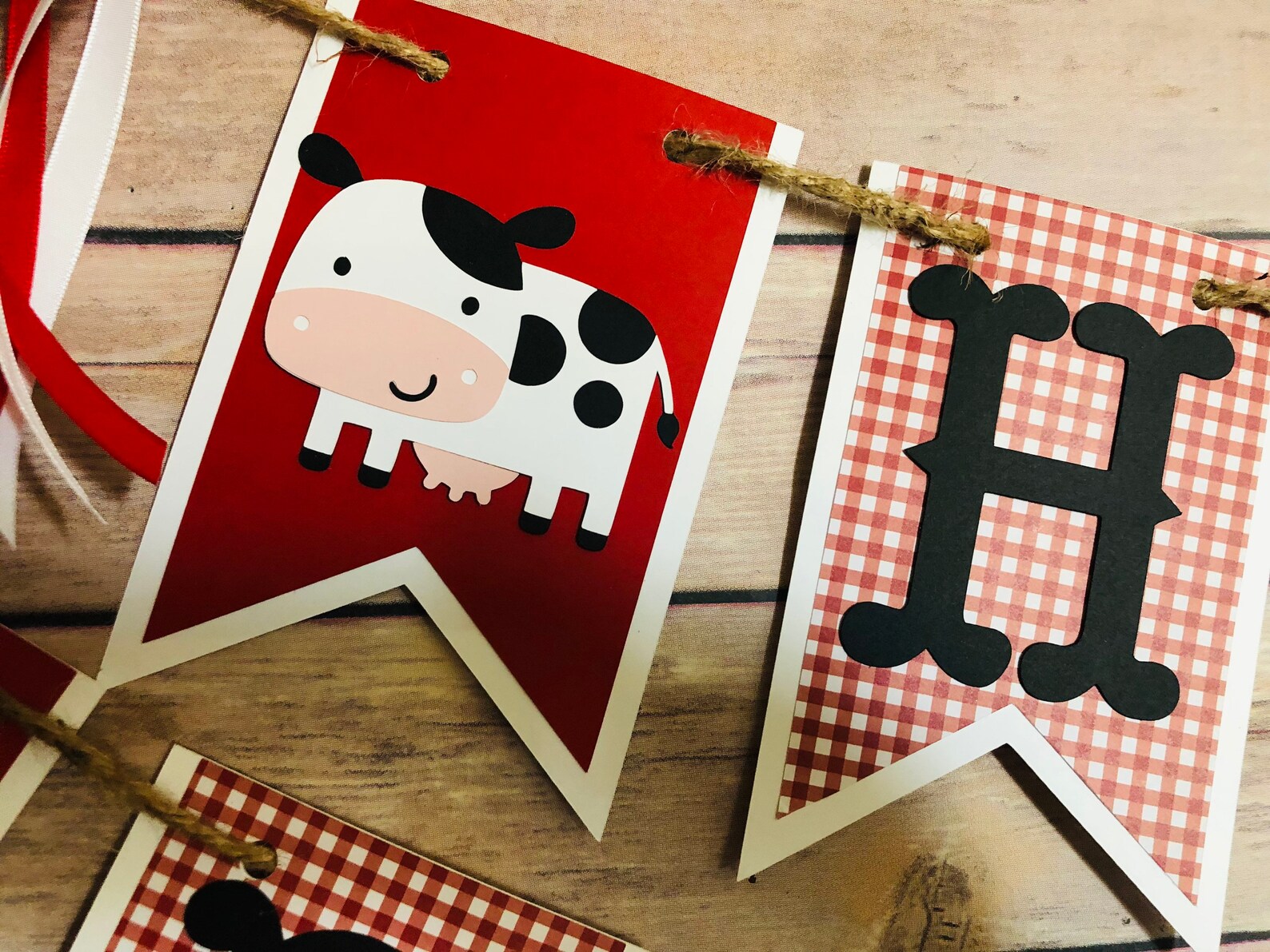 Gingham Cow Banner Cow Banner Cow Happy Birthday Banner Cow | Etsy