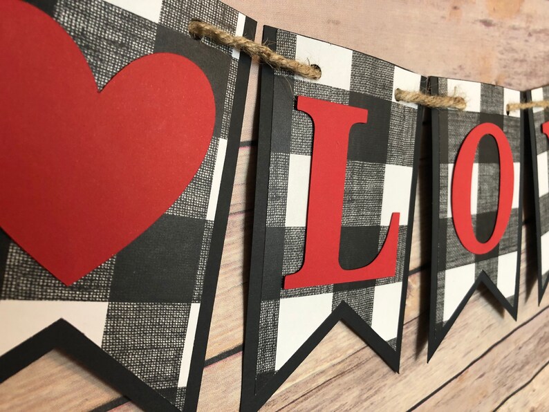 Buffalo Check Love Banner, Love Banner, Valentines Day Banner ...