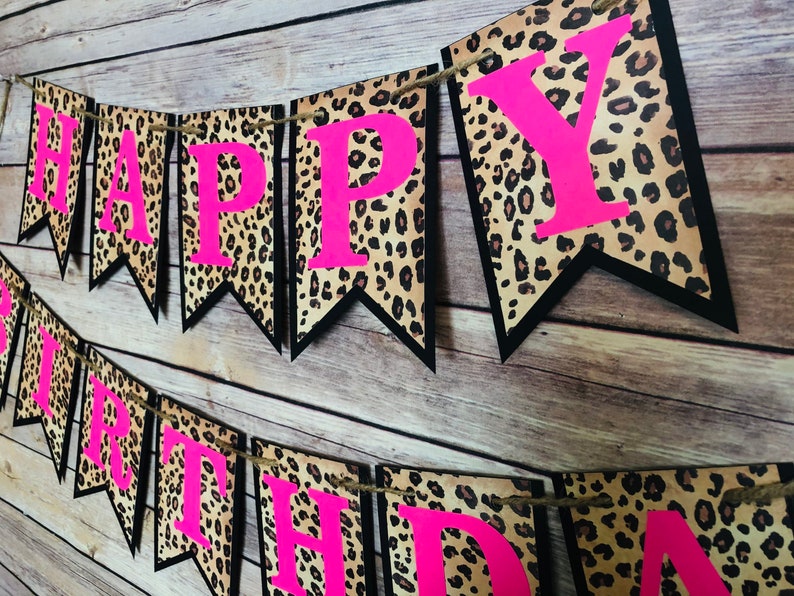 Leopard Happy Birthday Banner Leopard Banner Leopard - Etsy