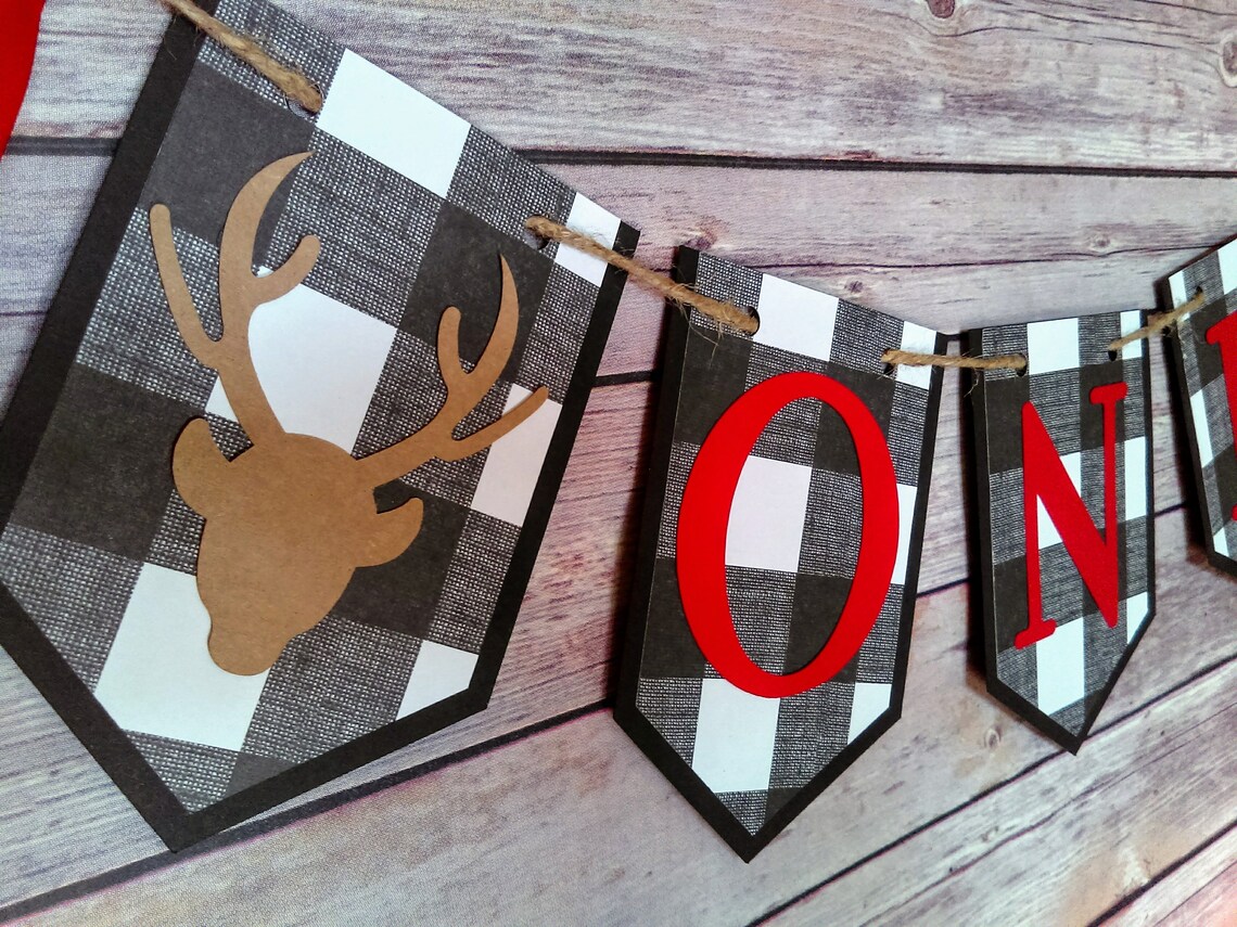 Buffalo Check Deer High Chair Banner, Buffalo Check Banner, Buffalo ...