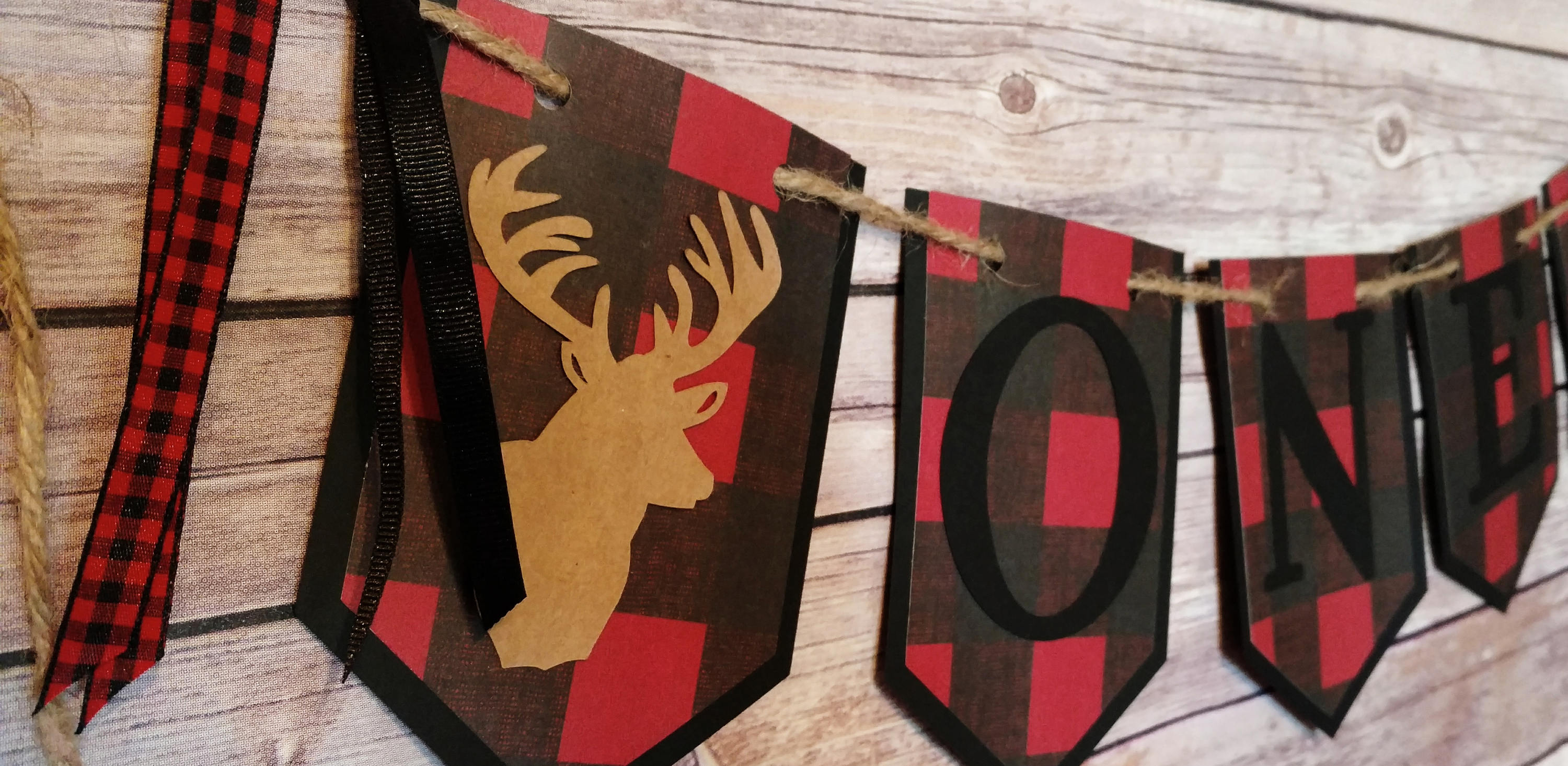 Buffalo Plaid Deer High Chair Banner deer banner rustic | Etsy