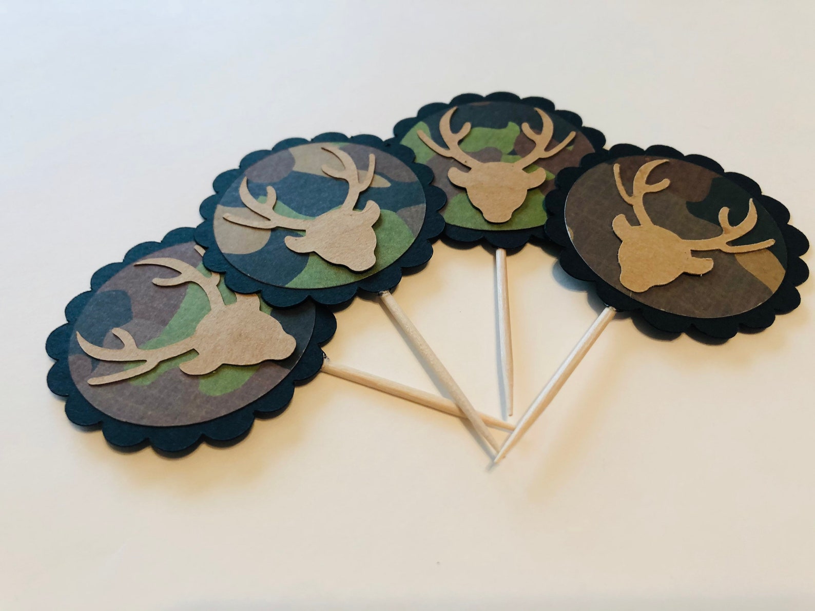 Camo Deer Cupcake Toppers, Camo Toppers, Rustic Toppers, Woodland ...
