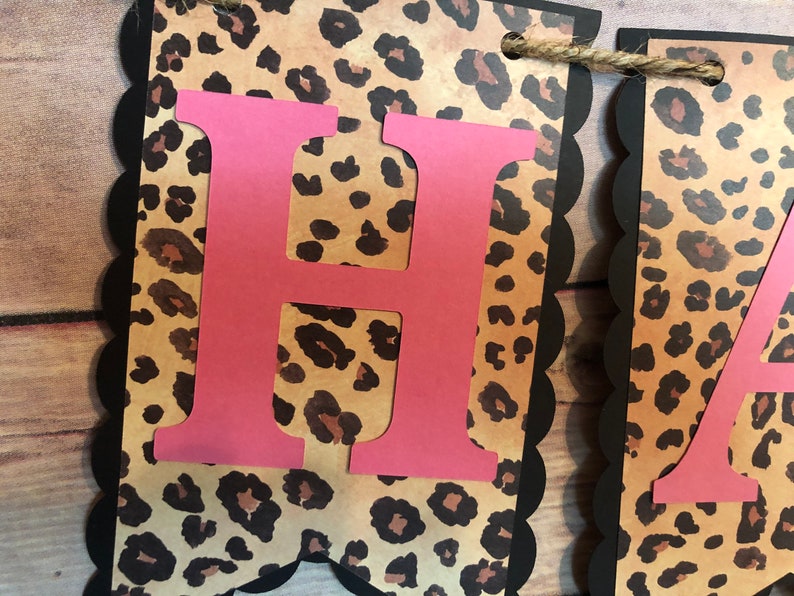 Leopard Happy Birthday Banner Leopard Banner Birthday - Etsy
