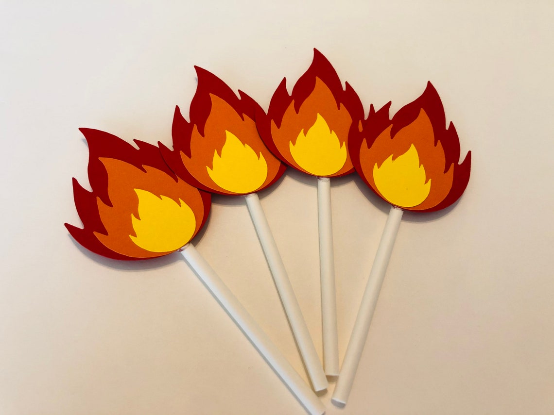 Flame Cupcake Toppers, Flame Toppers, Fire Toppers, Firefighter Toppers ...