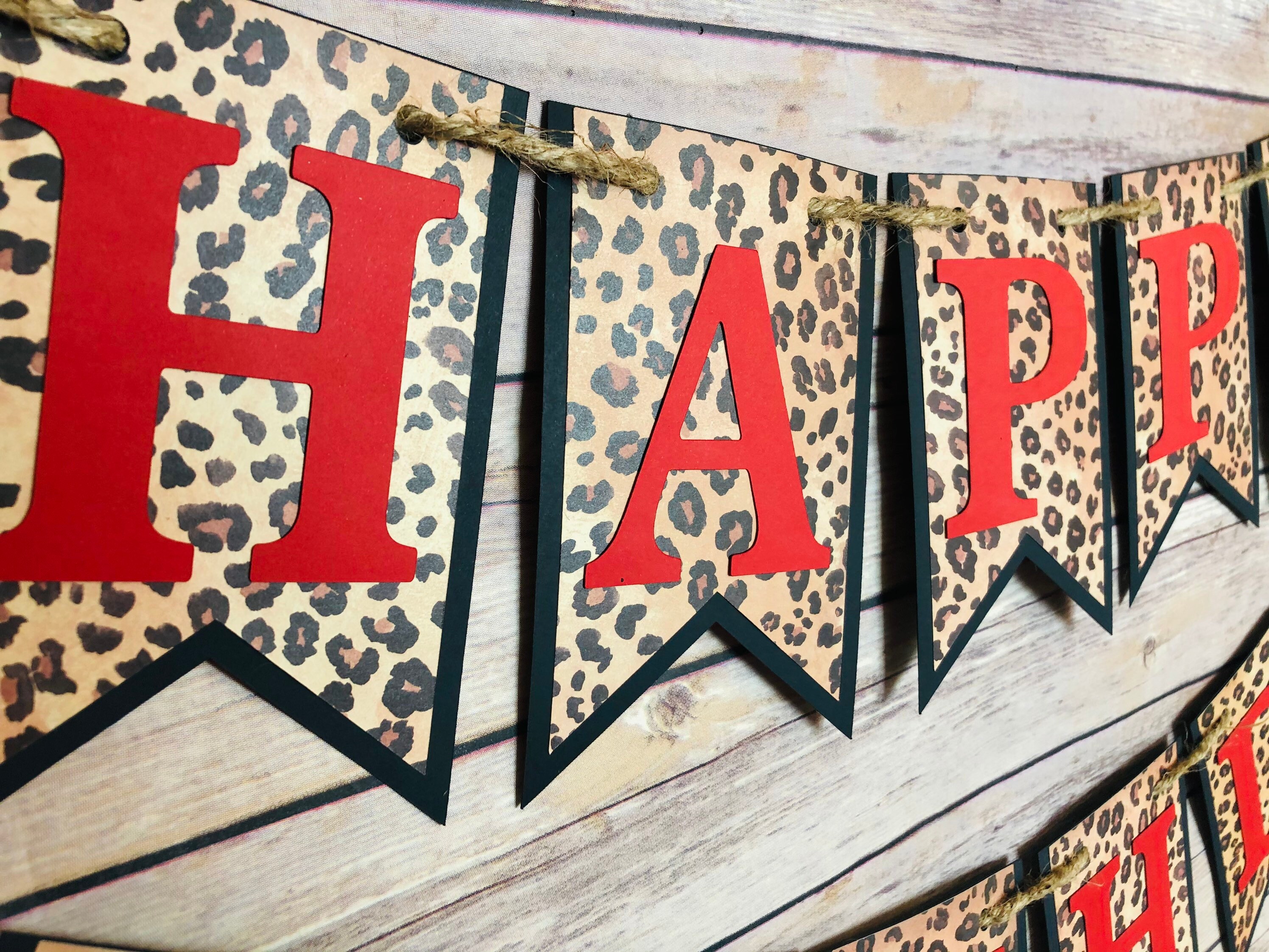 Leopard Banner, Cheetah Banner, Leopard Happy Birthday Banner, Happy ...