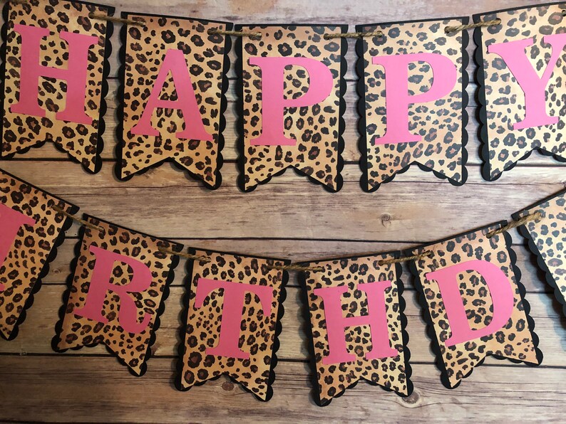 Leopard Happy Birthday Banner Leopard Banner Birthday - Etsy