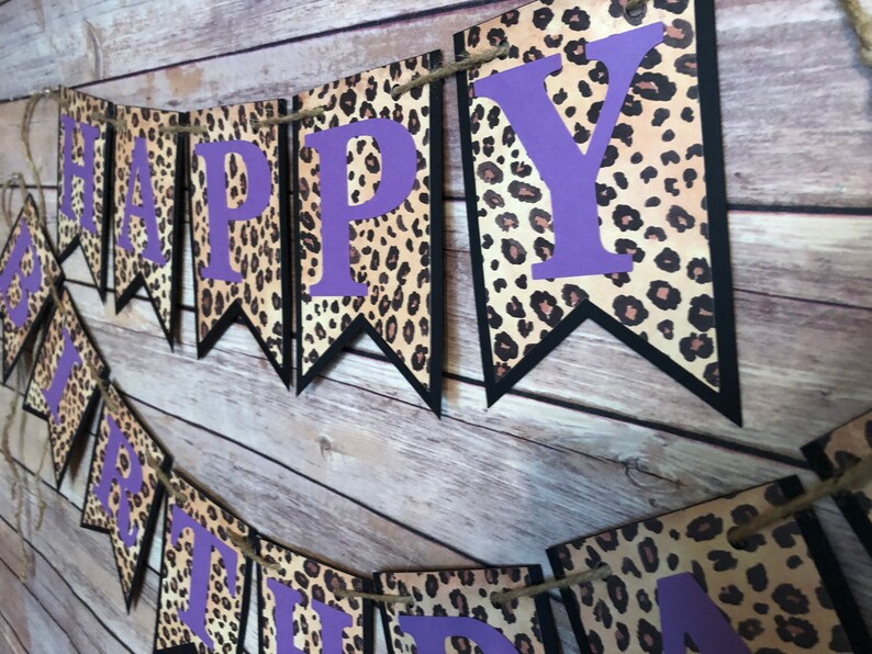 Leopard Happy Birthday Banner Leopard Birthday Banner - Etsy
