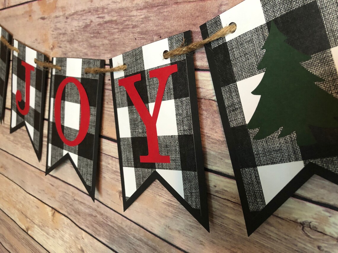 Buffalo Check Joy Banner Joy Banner Christmas Banner Plaid | Etsy