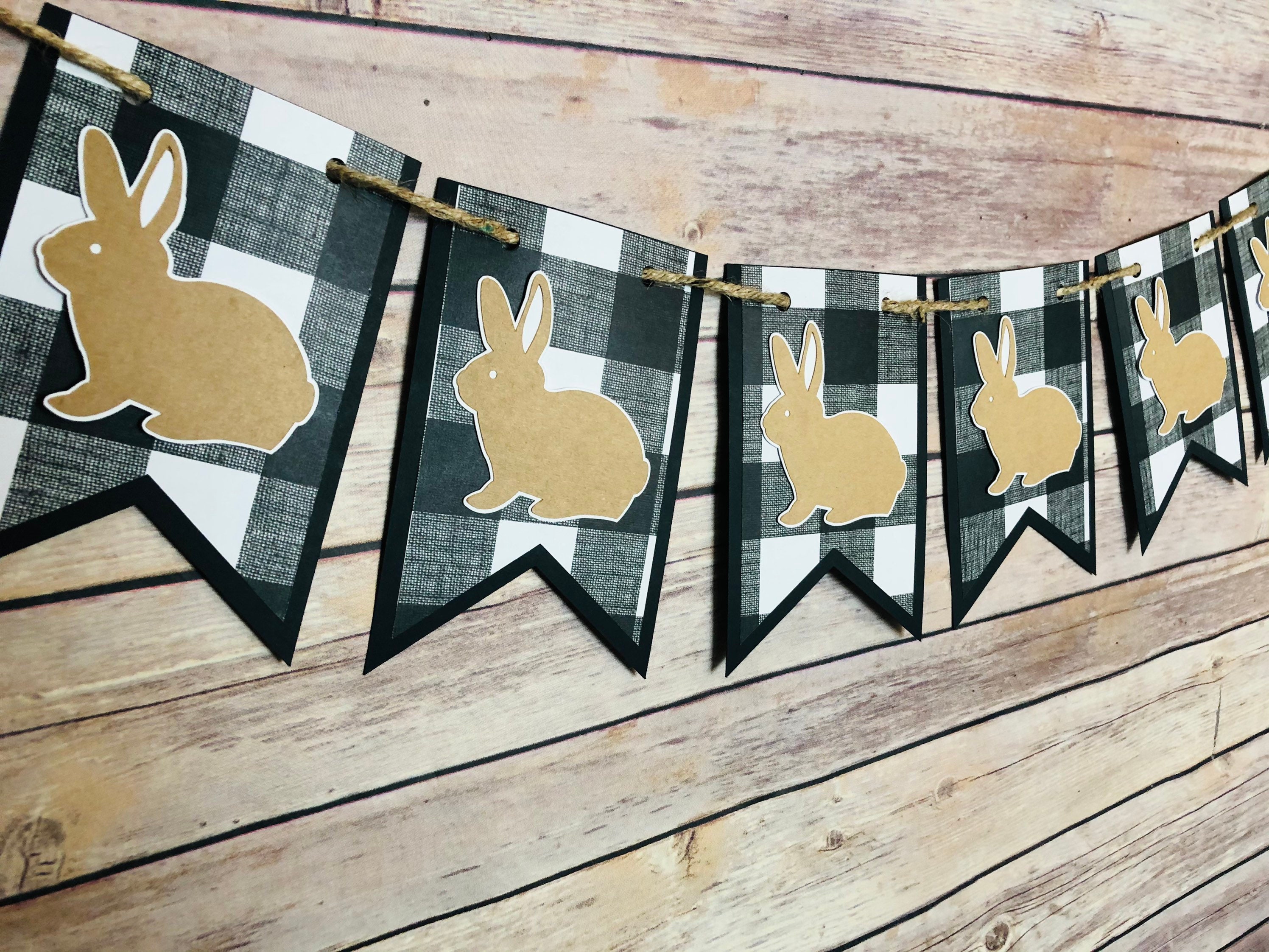 Buffalo Check Bunny Banner Buffalo Check Rabbit Banner | Etsy