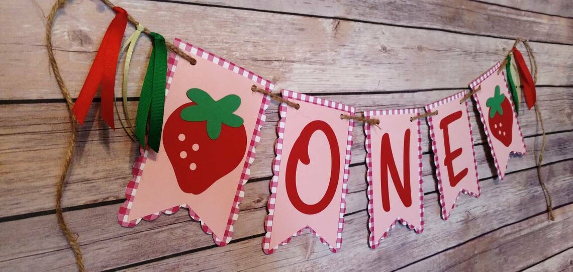 Gingham Strawberry High Chair Banner Strawberry Banner - Etsy