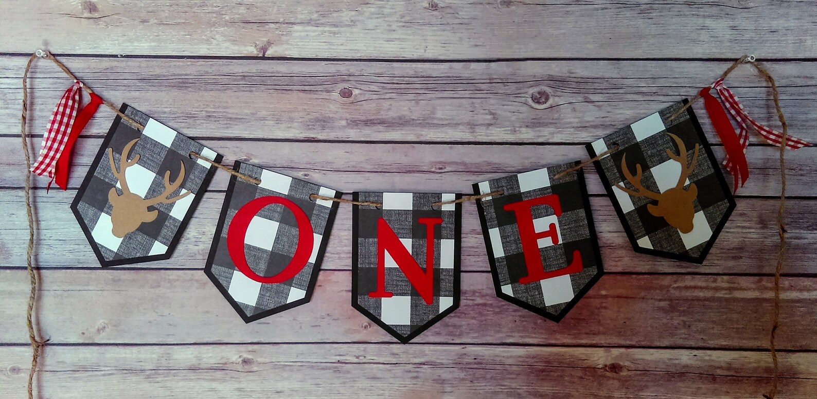 Buffalo Check Deer High Chair Banner Buffalo Check Banner | Etsy