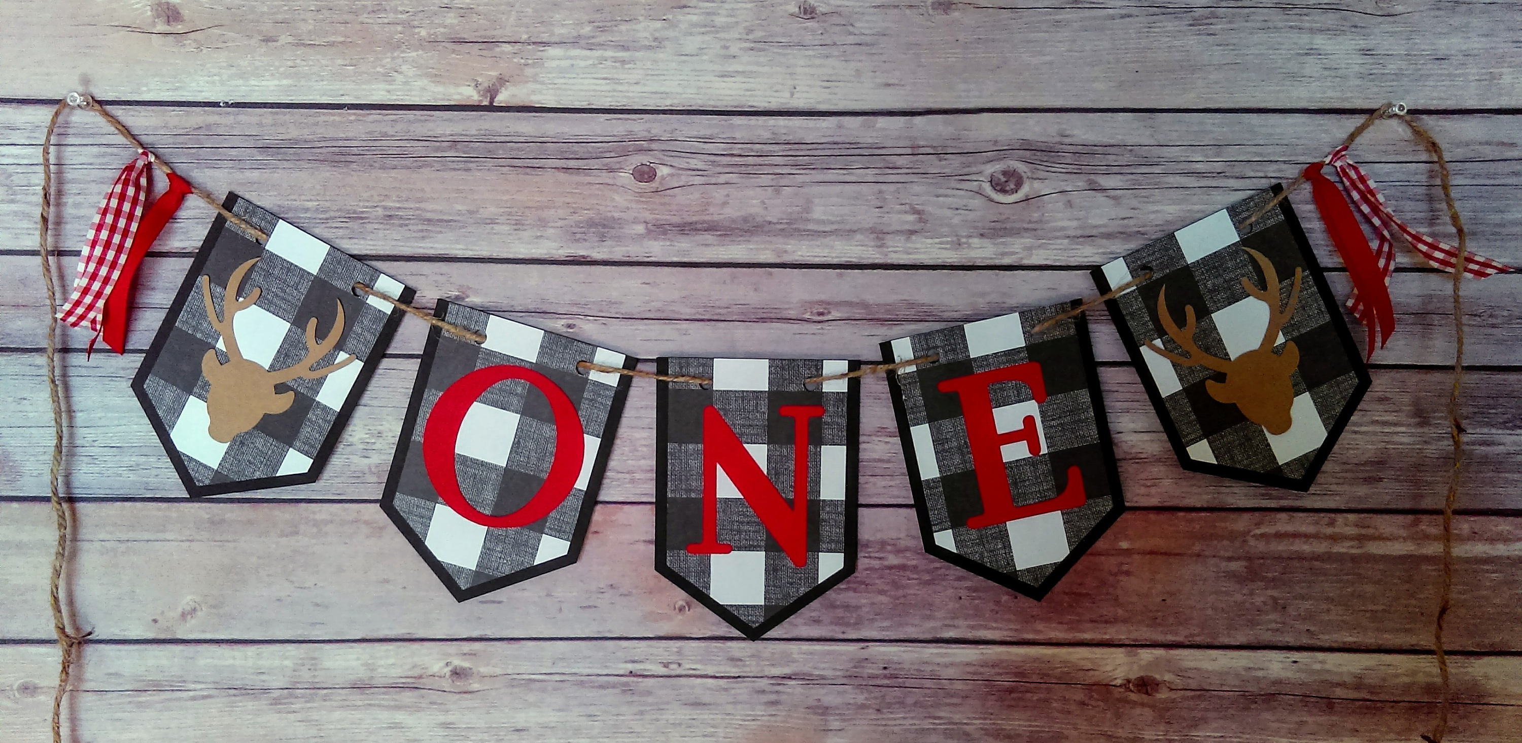 Buffalo Check Deer High Chair Banner buffalo check banner | Etsy