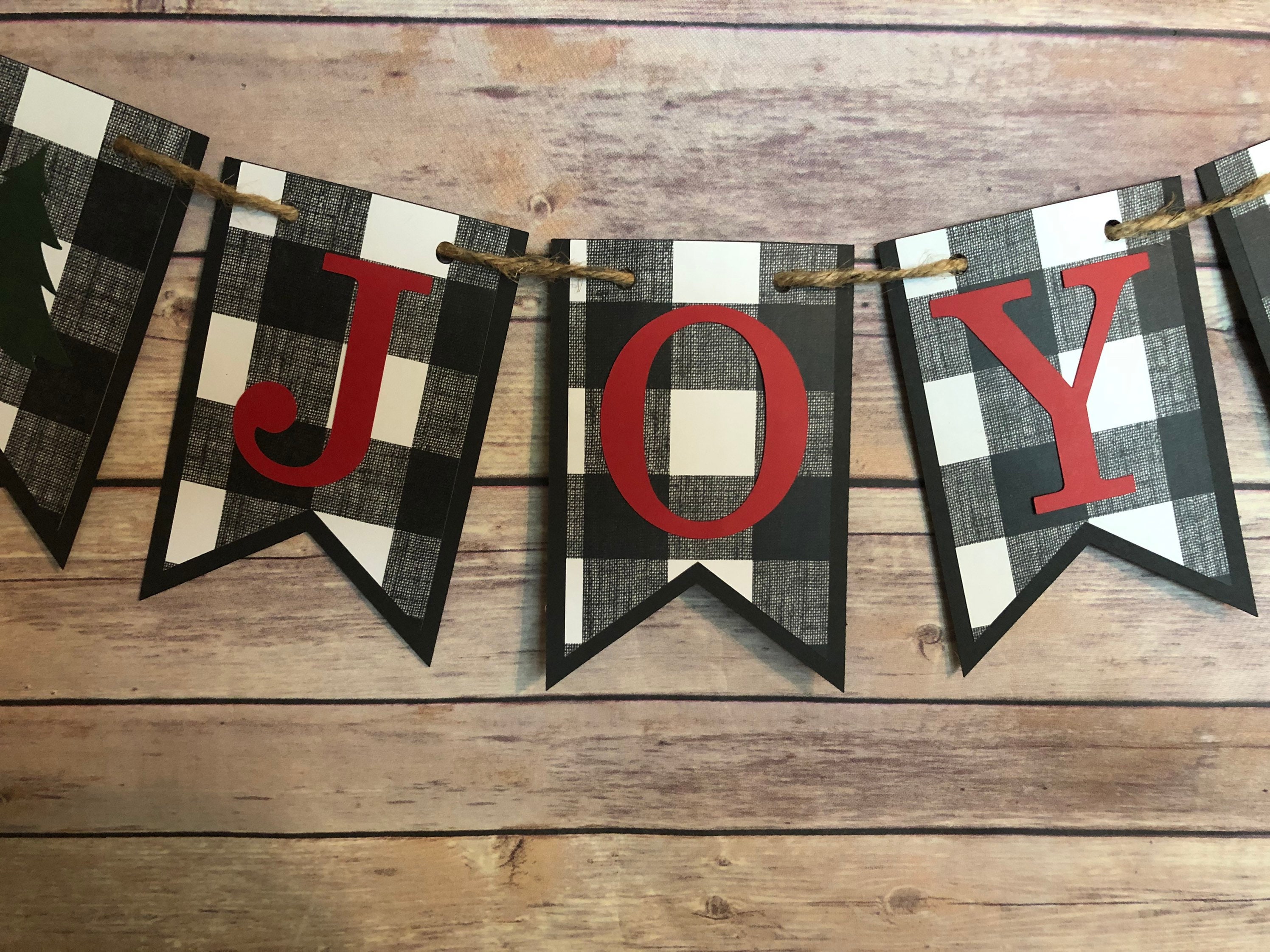 Buffalo Check Joy Banner, Joy Banner, Christmas Banner, Plaid Banner ...