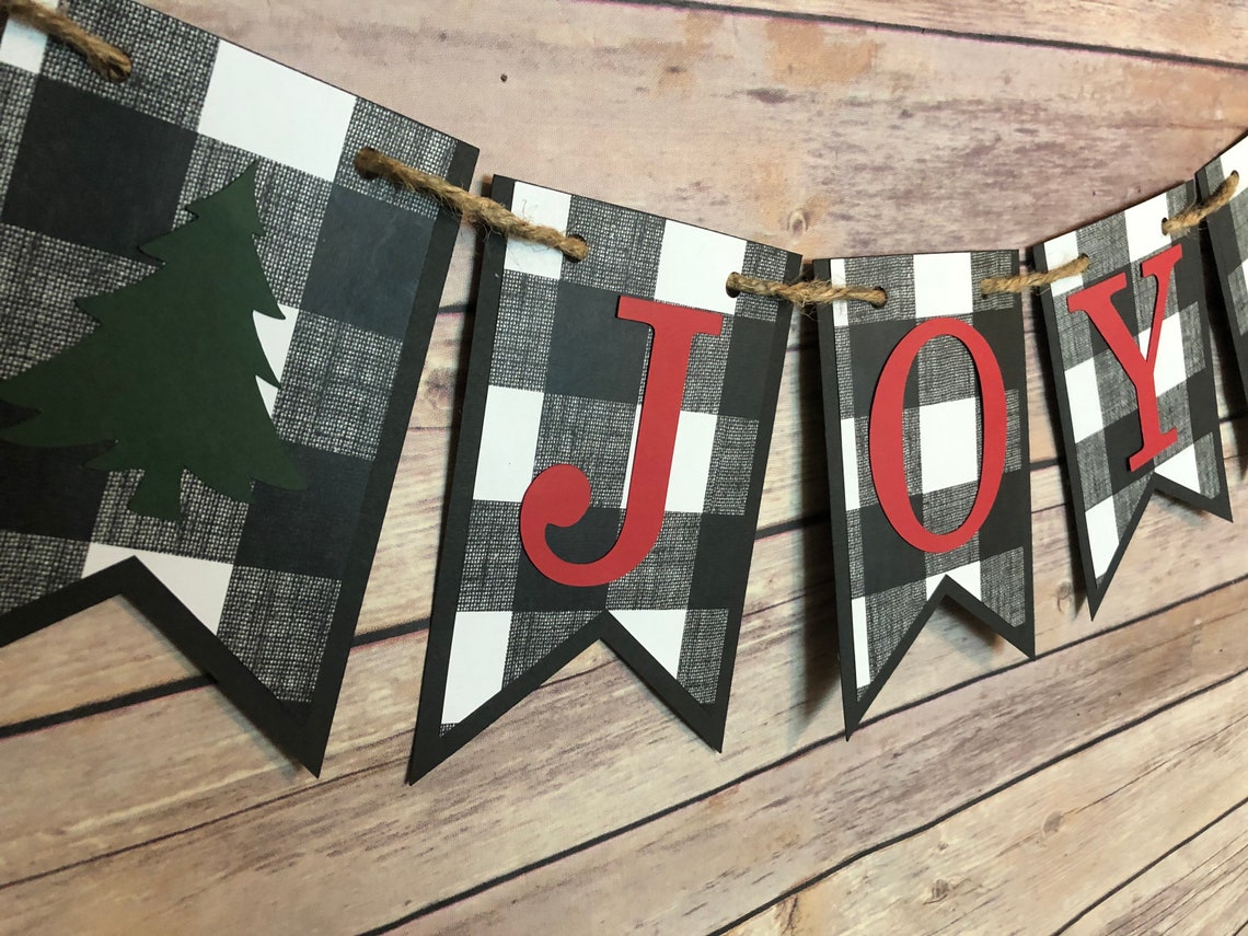 Buffalo Check Joy Banner Joy Banner Christmas Banner Plaid | Etsy