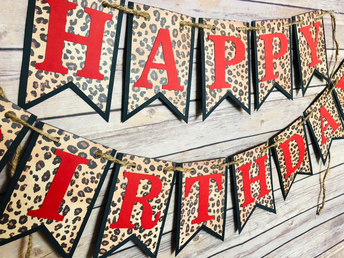 Leopard Banner Cheetah Banner Leopard Happy Birthday Banner - Etsy