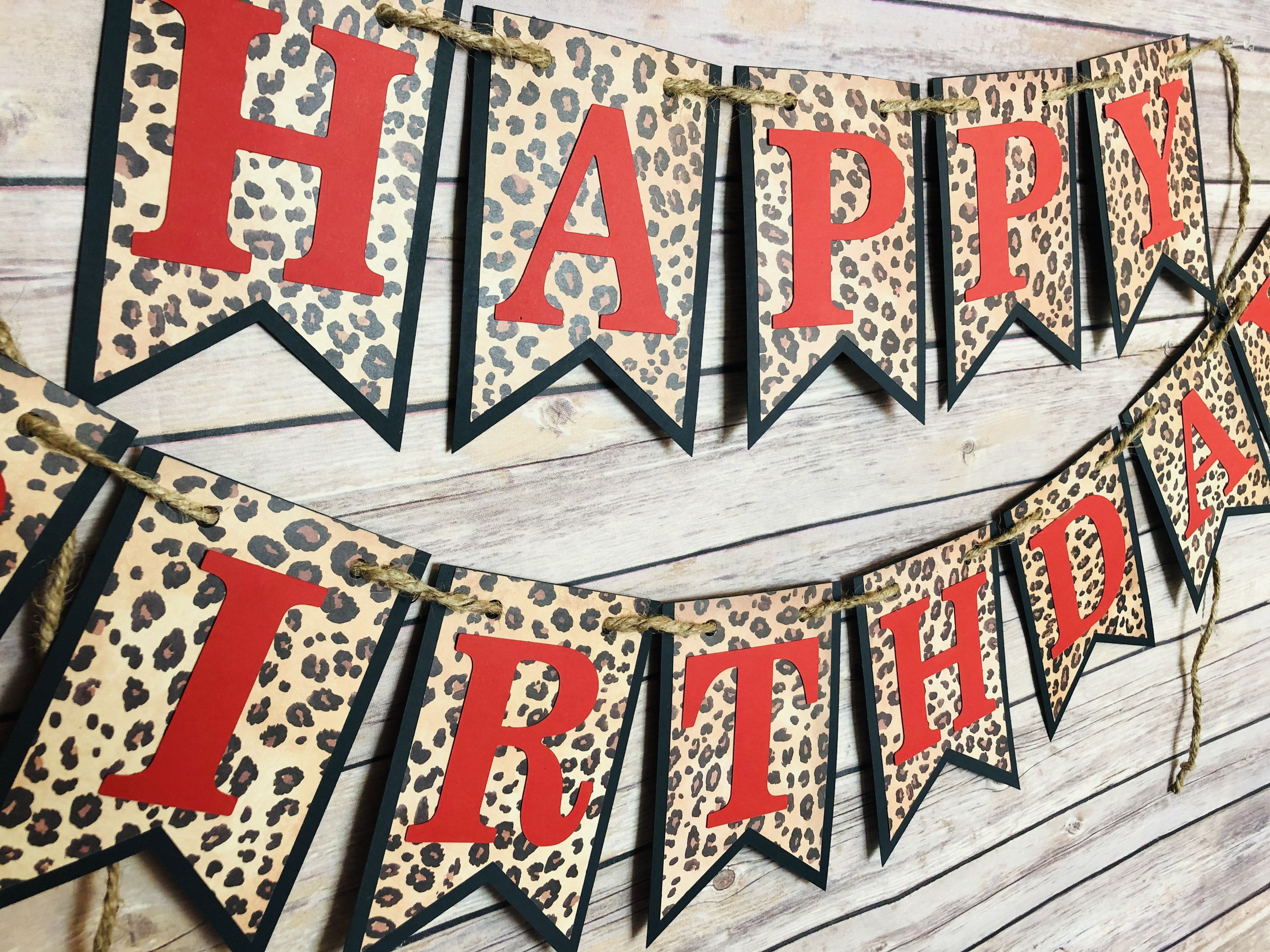 Leopard Banner, Cheetah Banner, Leopard Happy Birthday Banner, Happy ...
