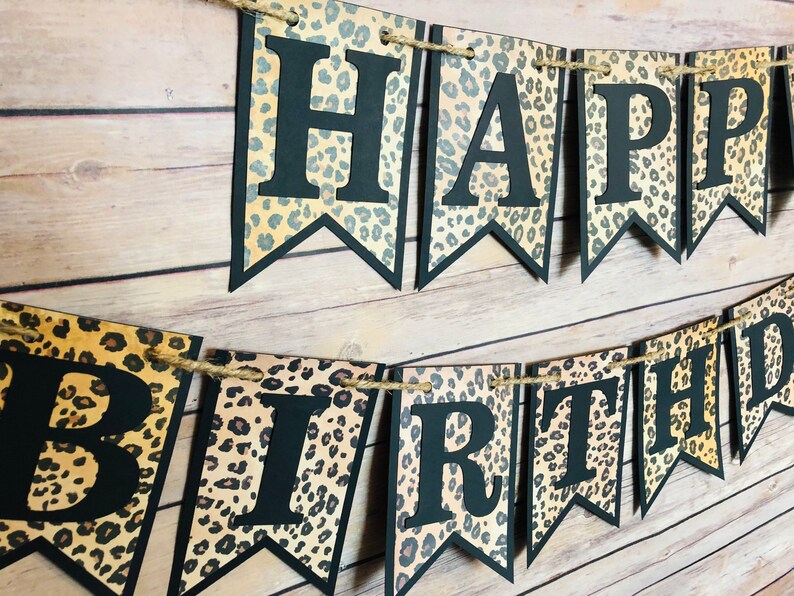 Leopard Happy Birthday Banner Leopard Birthday Banner - Etsy
