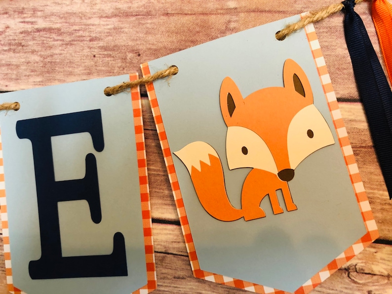 Gingham Fox Banner Fox Banner Fox High Chair Banner | Etsy