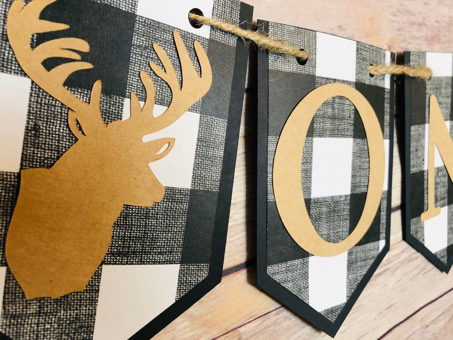 Buffalo Check Deer Banner, Buffalo Check Banner, Buffalo Plaid Banner ...