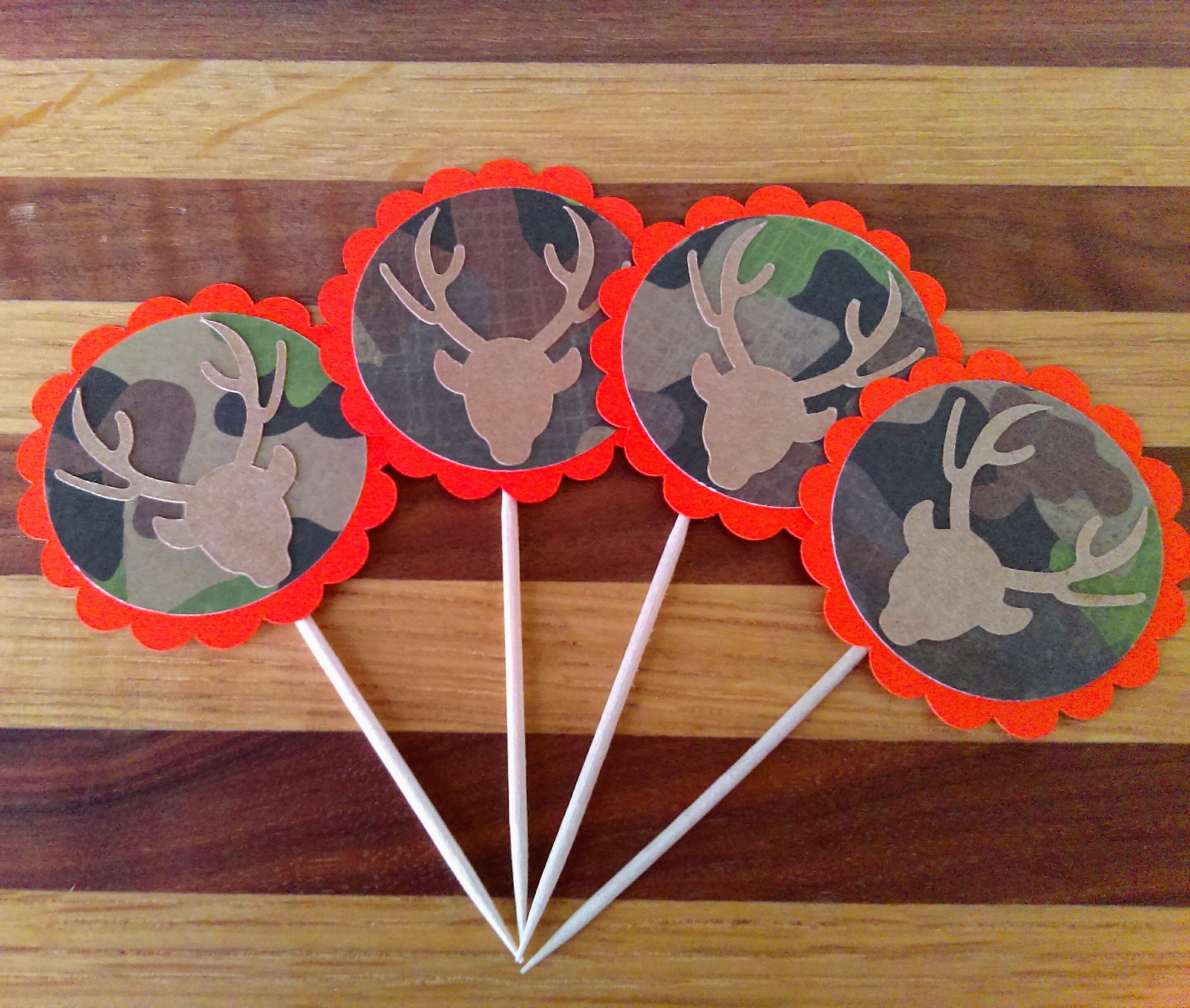 Camo Deer Cupcake Toppers, Camo Cupcake Toppers, Camo Toppers, Deer ...