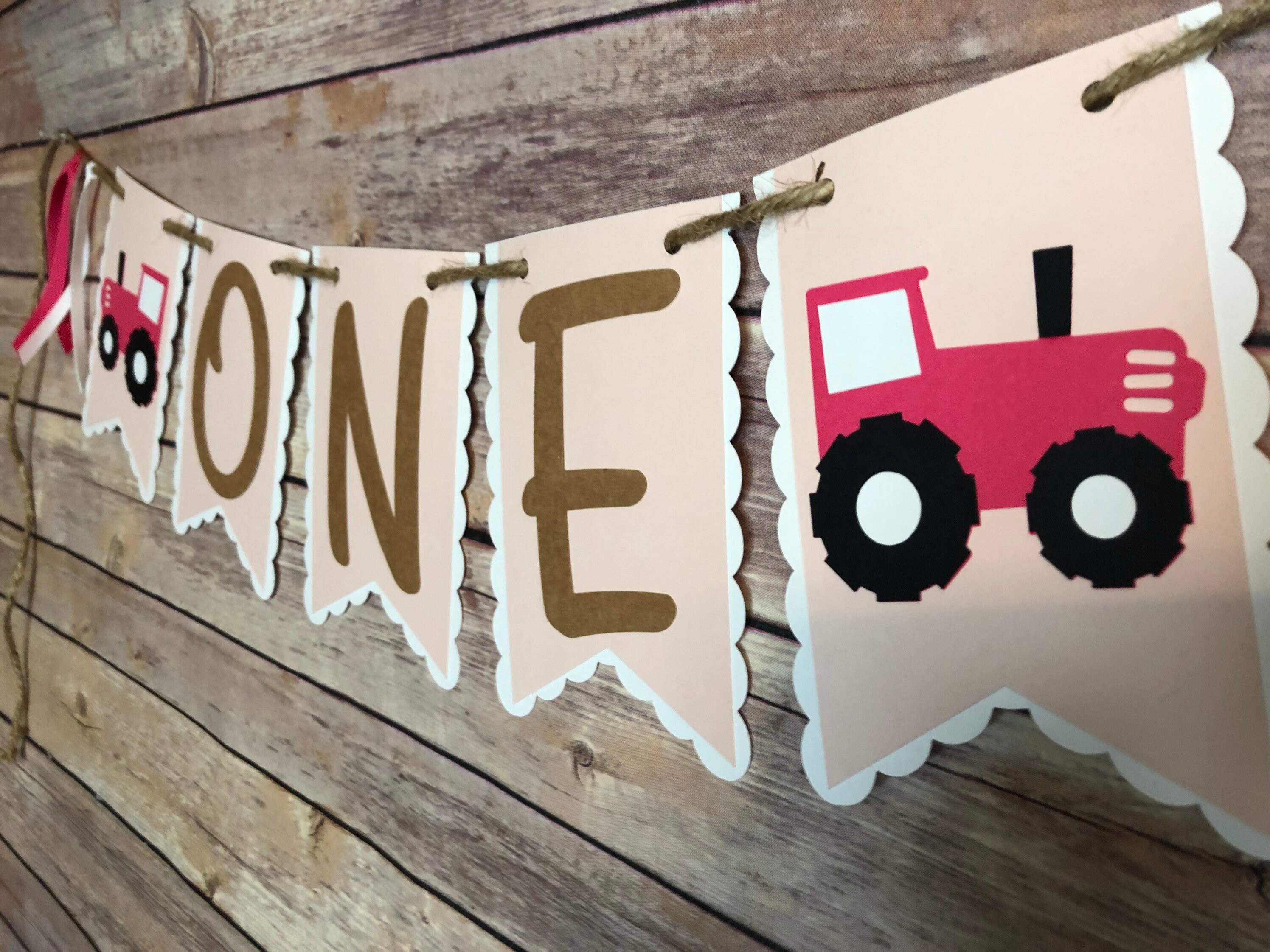 Pink Tractor Banner, Pink Tractor Decor, Pink Tractor Party, Tractor ...