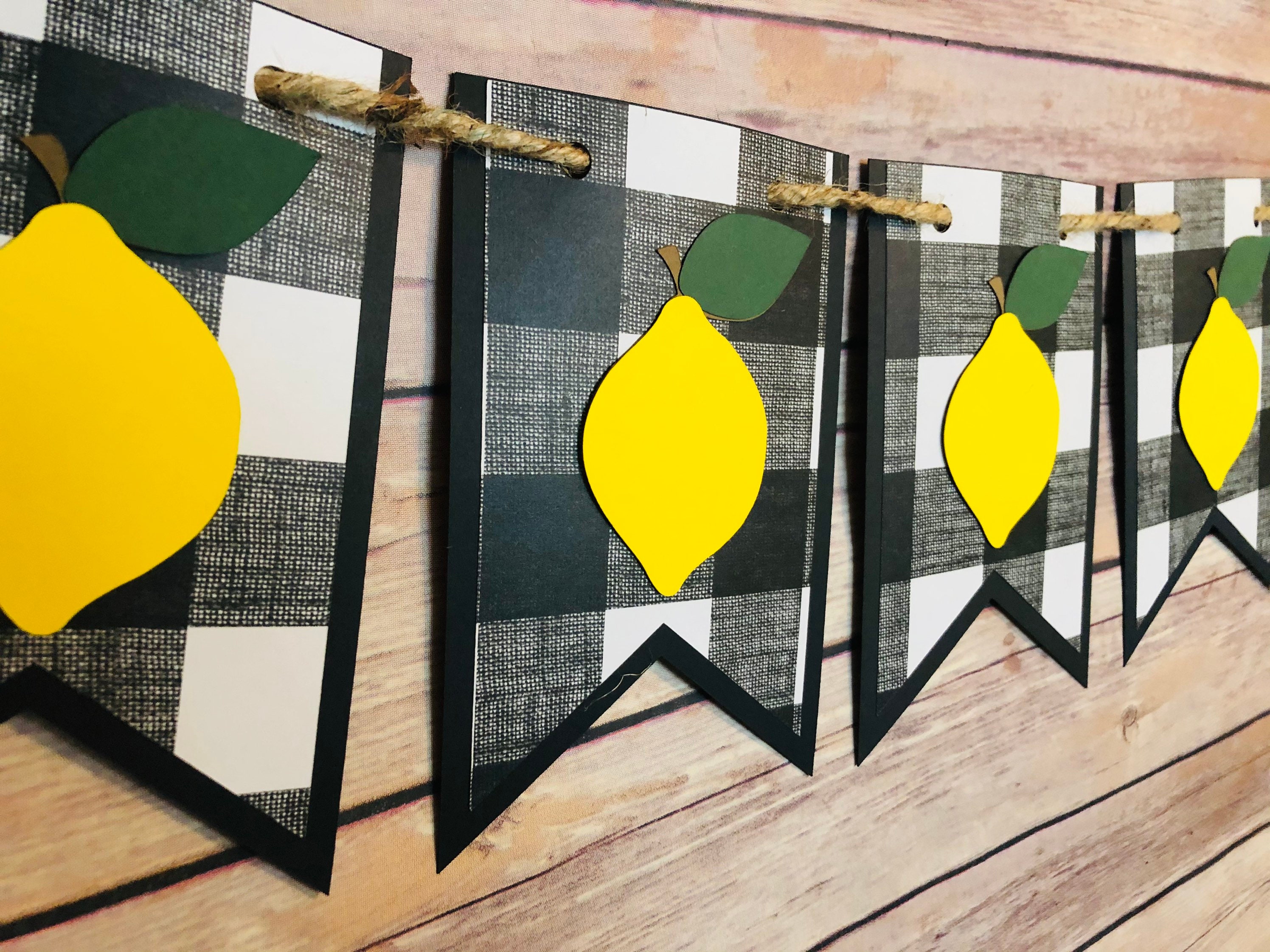Buffalo Check Lemon Banner, Buffalo Check Banner, Lemon Banner, Lemon ...