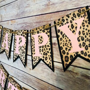 Leopard Banner, Pink Leopard Banner, Happy Birthday Banner, Leopard ...