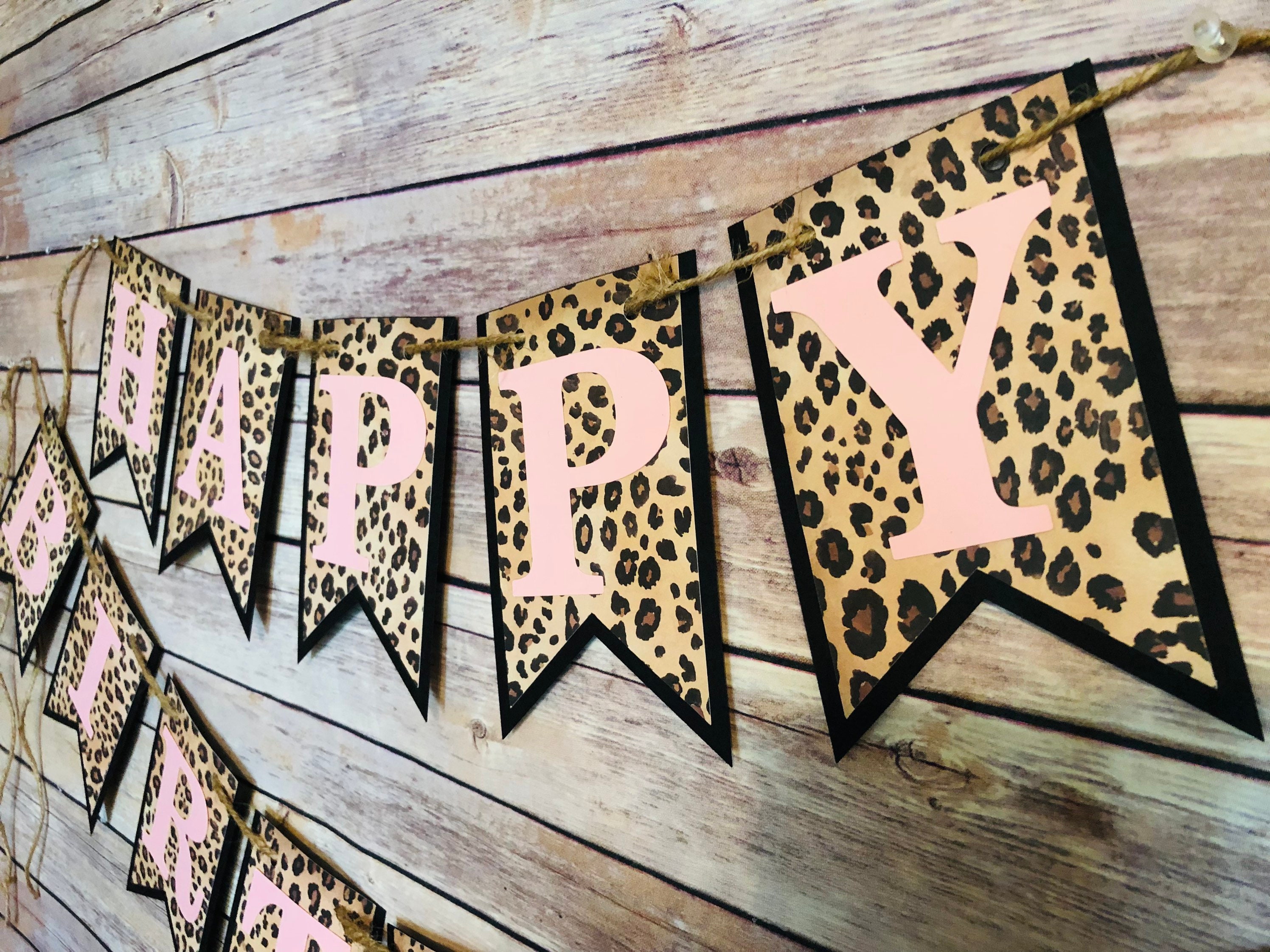 Leopard Banner Pink Leopard Banner Happy Birthday Banner - Etsy