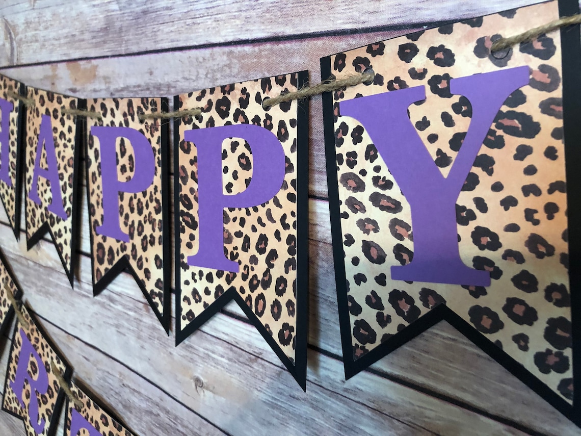 Leopard Happy Birthday Banner Leopard Birthday Banner | Etsy
