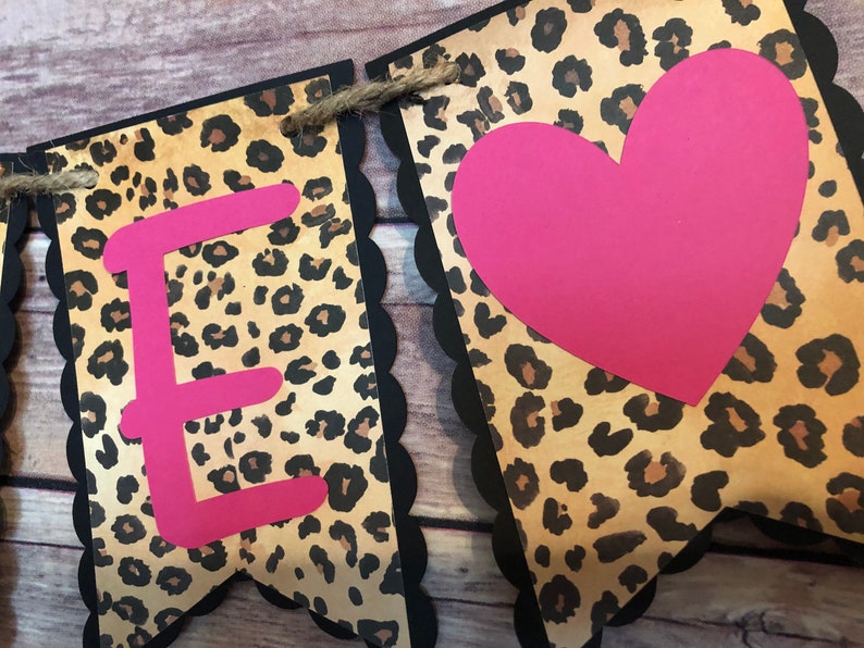 Leopard heart banner pink leopard banner leopard banner | Etsy